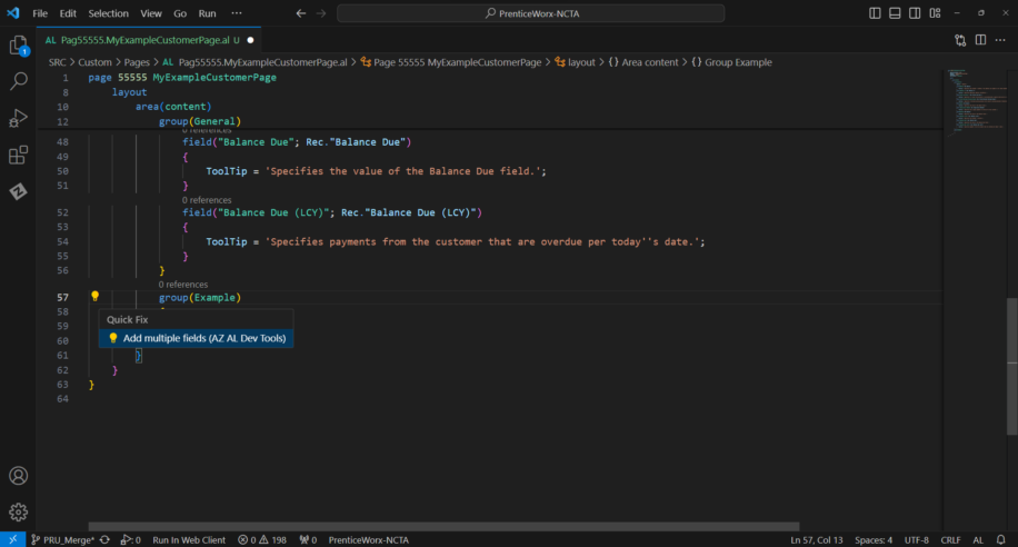 AZ AL Dev Tools/AL Code Outline Visual Studio Code extension